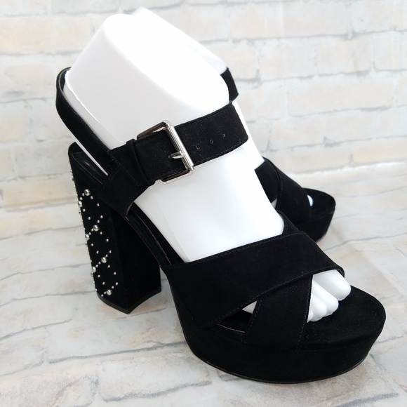 Leith | Shoes | Leith Chunky Block Heels Studded Slingback 75 | Poshmark